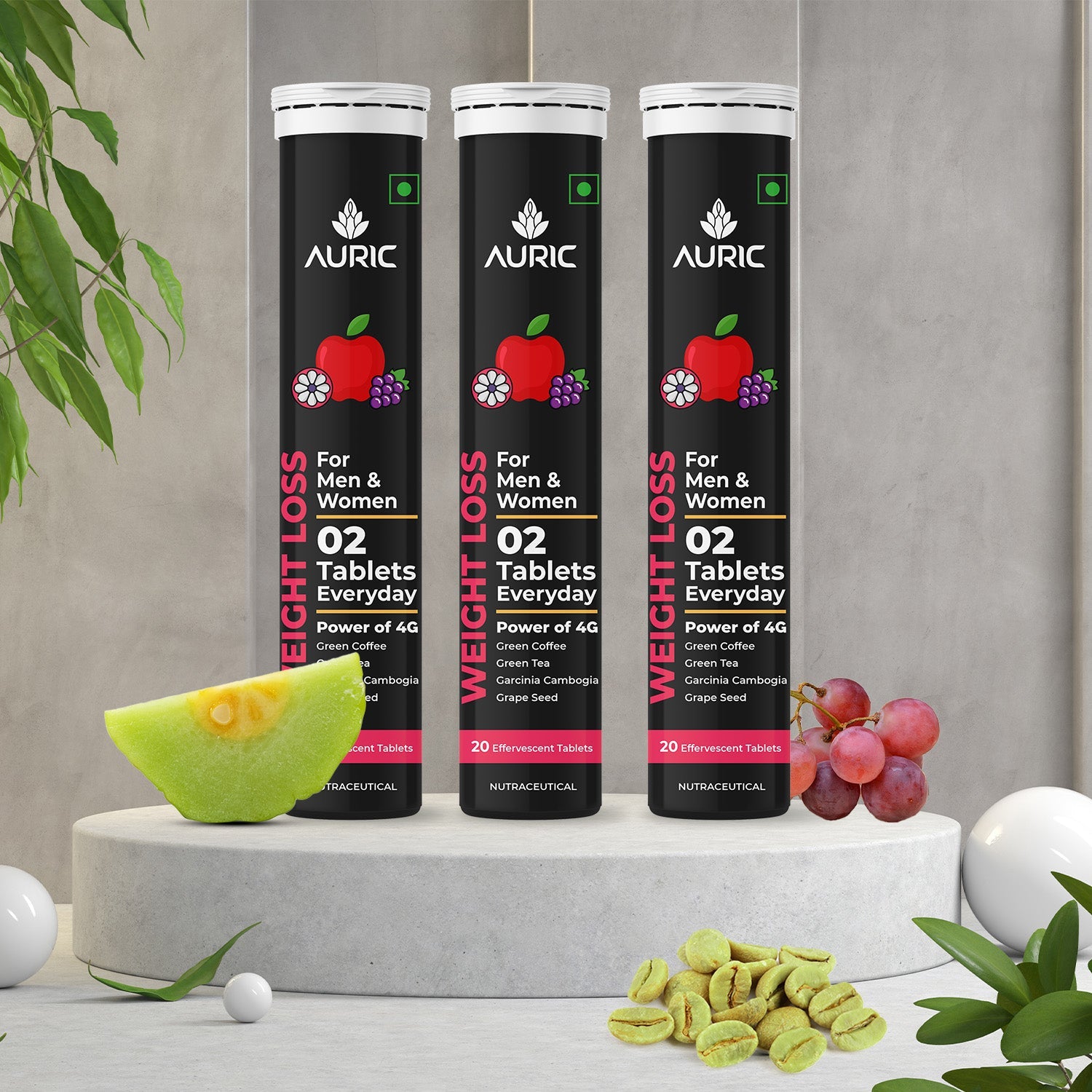 Auric Get Slim Effervescent Weight Management Fat Burner Tablet Drop F ...