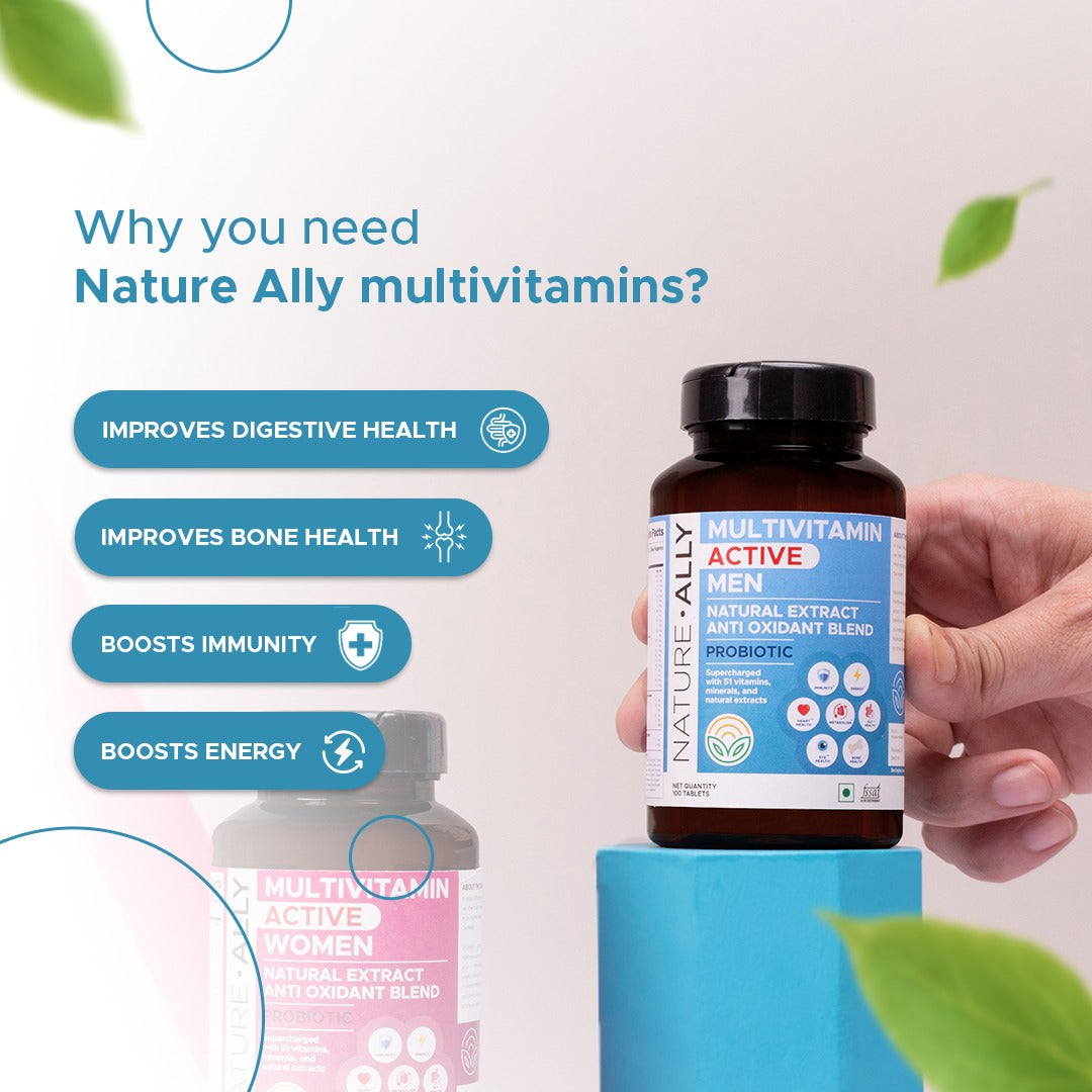 Nature Ally Active Multivitamin Tablets for Men - 120 tabs - Swadesii