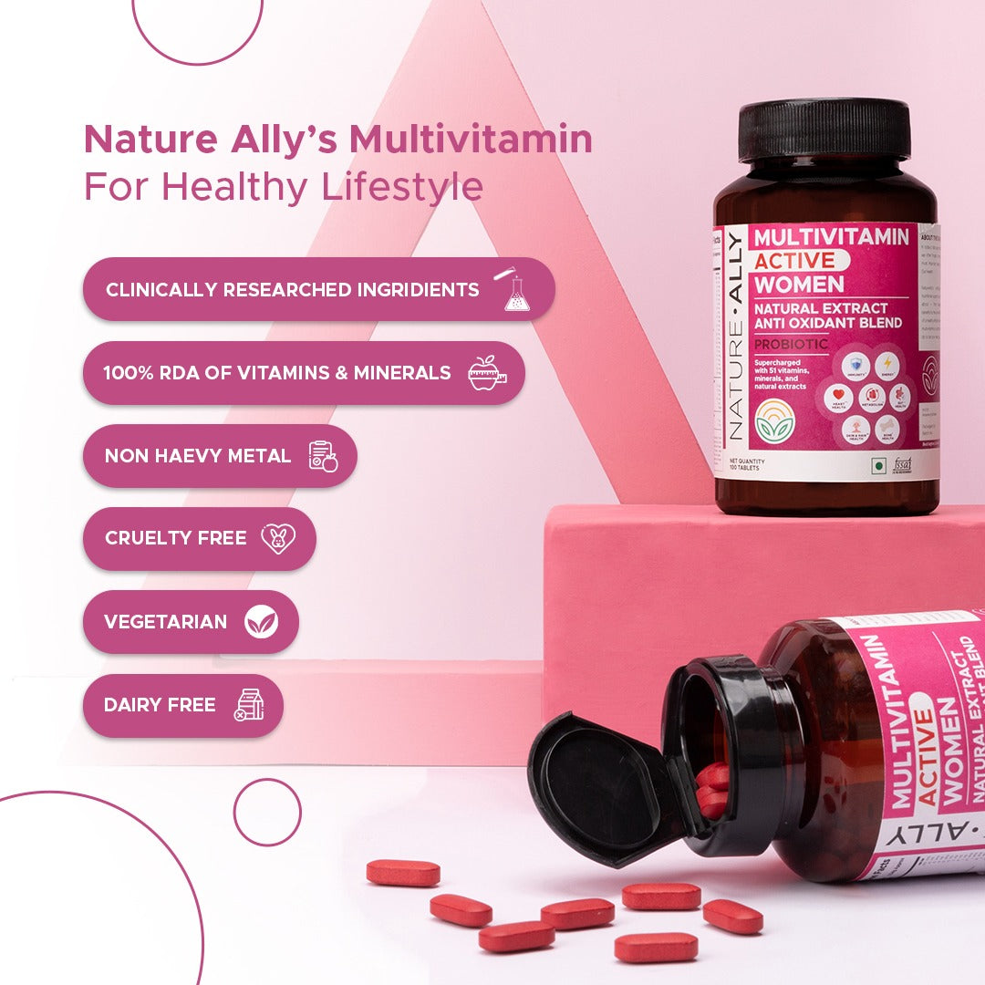Nature Ally Active Multivitamin Tablets for Women - 120 tabs - Swadesii