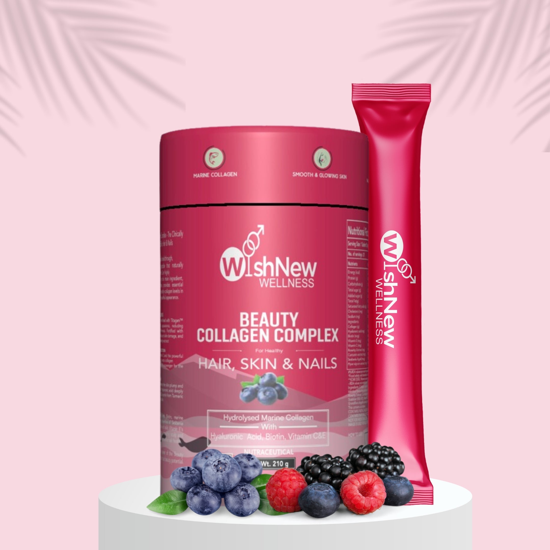 Wishnew Wellness Beauty Collagen Blueberry - 21 Sachets - Swadesii